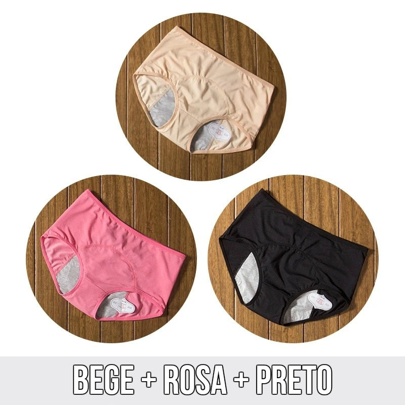 ECOLIFE® Kit Calcinha Absorvente 3 Unidades - Frete Grátis